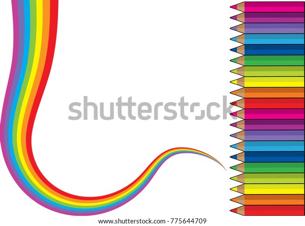 Color Pencil Rainbow Border Stock Vector (Royalty Free) 775644709 ...