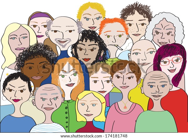 Color People Crowd Sketch Stock Vector (Royalty Free) 174181748 ...