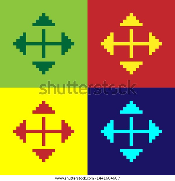 Color Pixel Arrows Four Directions Icon Stock Vector (Royalty Free ...
