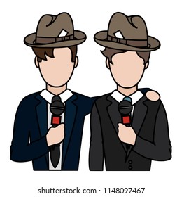 Color Professional Partner Journalists Hat Clothes Stock Vector ...