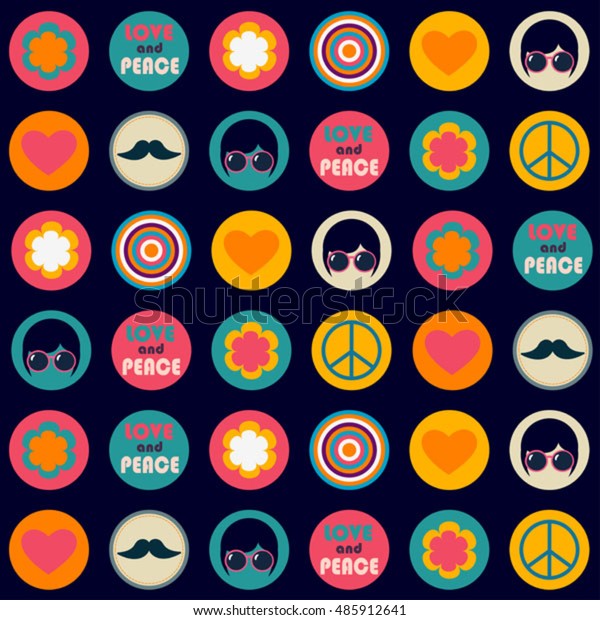 Color Retro Hippie Seamless Vector Pattern Stock Vector (Royalty Free ...