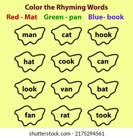 Color Rhyming Words Creative Activity Kids Stock Vector (Royalty Free ...