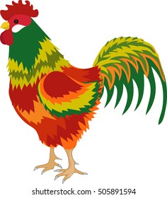 Color Rooster On White Background Stock Vector (Royalty Free) 505891594 ...