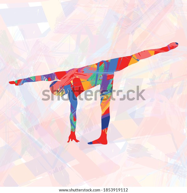 Color Silhouette Half Moon Pose On Stock Vector (Royalty Free ...