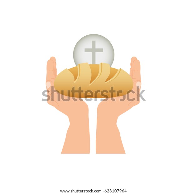 Color Silhouette Hands Holding Bread Sphere Stock Vector (Royalty Free ...