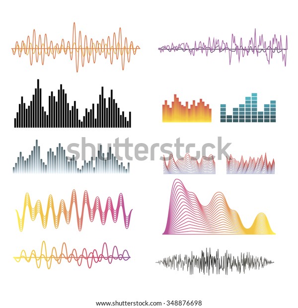 Color Sound Waves Audio Wave Graph 스톡 벡터(로열티 프리) 348876698