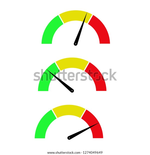 Color Speedometer 3 Different Position Pointer Stock Vector Royalty