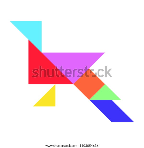 Color Tangram Peacock Shape On White: vector de stock (libre de ...
