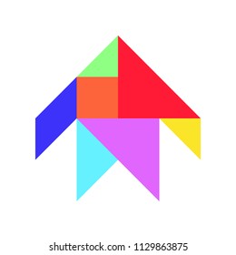Color Tangram Puzzle Pig Shape On: vector de stock (libre de regalías ...