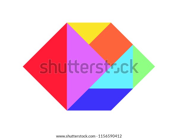 Color Tangram Puzzle Hexagon Shape On Stock Vector (Royalty Free ...