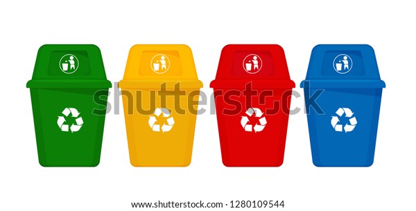 Color Trash Garbage Separation Recycle Environmentally Stock Vector ...