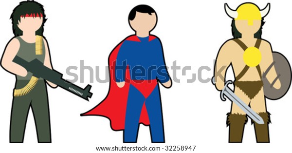 Color Vector Clipart Action Heroes Stock Vector (Royalty Free) 32258947