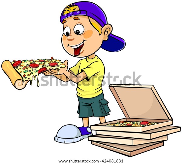 Color Vector Illustration Cartoon Boy Eating Stock Vector (Royalty Free ...