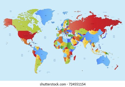 Color World Map Stock Vector (Royalty Free) 717986257 | Shutterstock