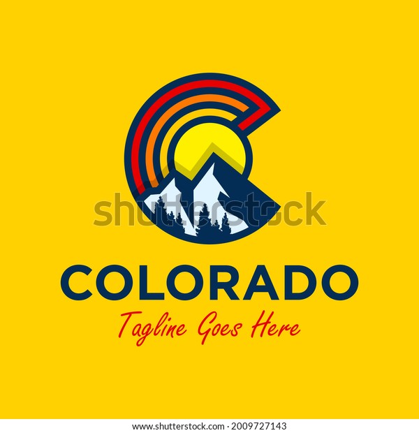Colorado Mountain Illustration Logo Design Letter Stock Vector (Royalty ...