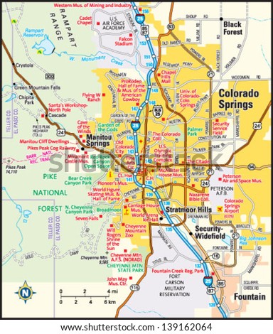 Colorado Springs Colorado Area Map Stock Vector (Royalty Free ...