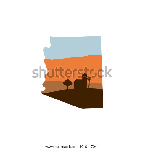 Colorado State Shape W Farm Sunset Stock Vector (Royalty Free ...