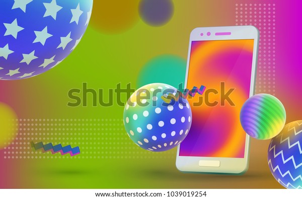Colored 3d Balls Textures Realistic Isolated Stock Vector (Royalty Free ...