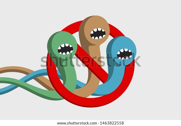 Colored Aggressive Angry Worms Baring Teeth Stock Vector (Royalty Free ...