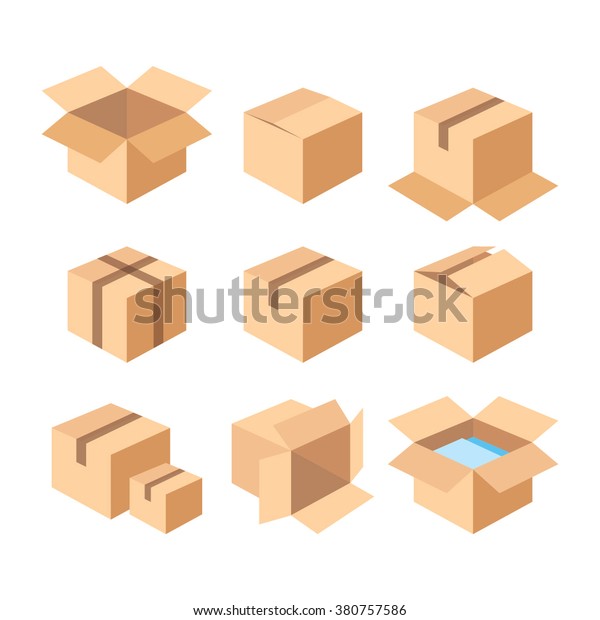 Colored Carton Recycle Brown Box Icons Stock Vector (Royalty Free ...
