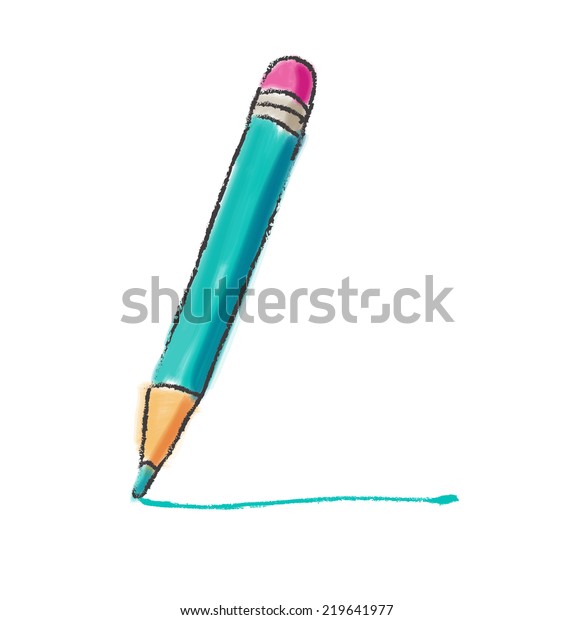 Colored Cartoon Pencil Isolated On White Stock Vector (Royalty Free ...