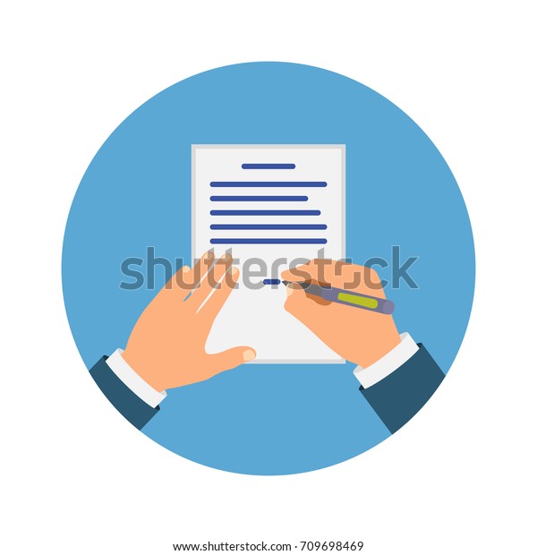 Colored Cartooned Hand Signing Contract Stock Vector (Royalty Free ...