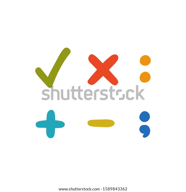 Colored Characters Symbols Check Mark Multiplication Stock Vector ...