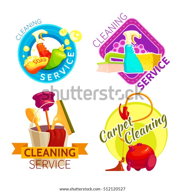 Colored Cleaning Service Badge Set Cleaning Stock Vector (Royalty Free ...