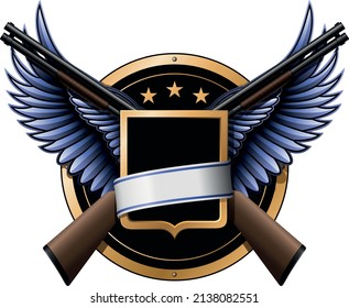 Colored Coat Arms Guns Shield Ribbon Stock Vector (Royalty Free ...