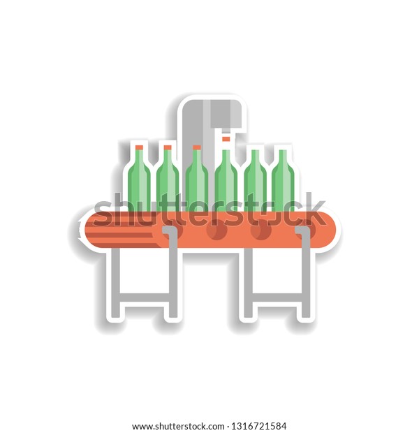 Colored Conveyor Production Sticker Icon Elements: เวกเตอร์สต็อก (ปลอด ...