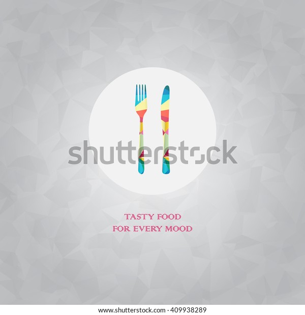 Colored Cutlery Low Poly Menu Design : image vectorielle de stock ...
