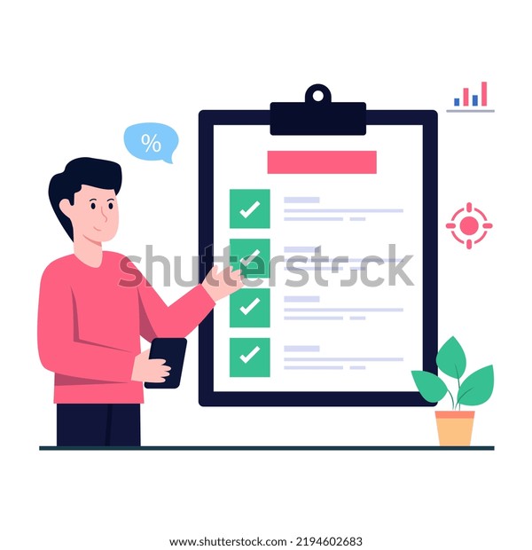 Colored Design Illustration Checklist Flat Modifiable Stock Vector ...
