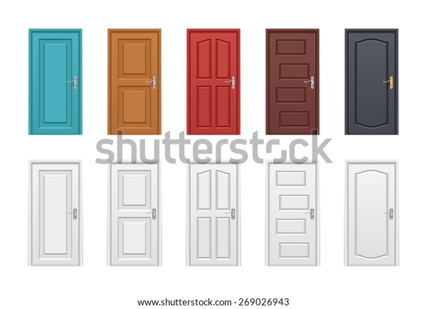 Colored Doors Set Vector Illustration Stock Vector (Royalty Free) 269026943