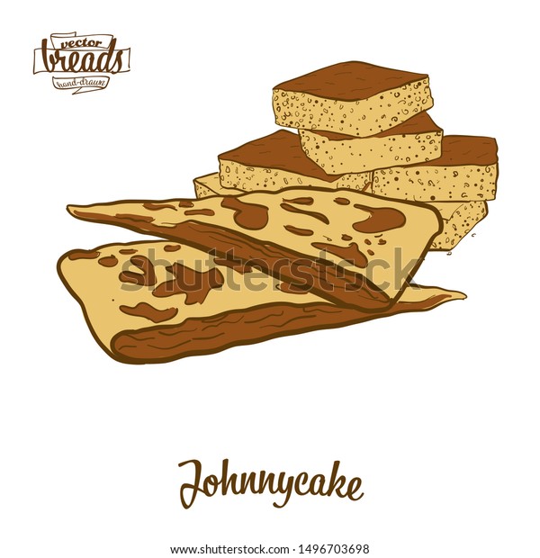 Colored Drawing Johnnycake Bread Vector Illustration Stock Vector ...