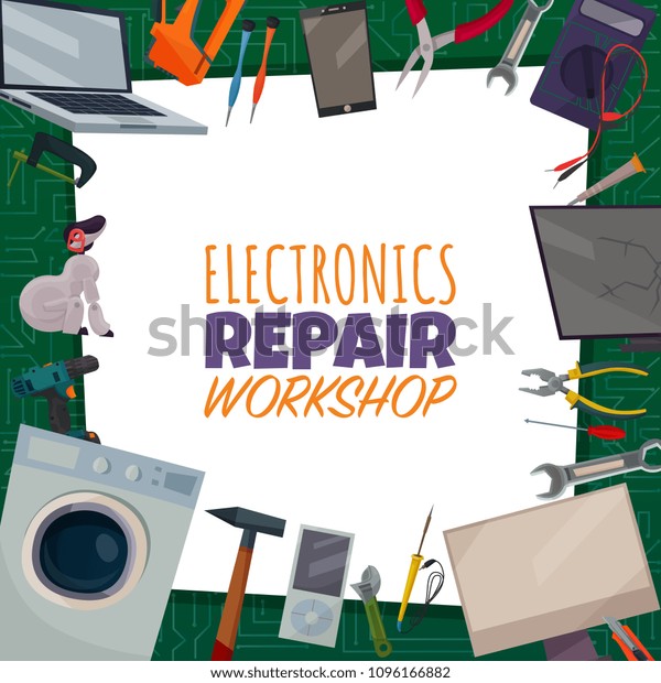 Colored Electronics Repair Poster Electronic Repair Stock Vector ...