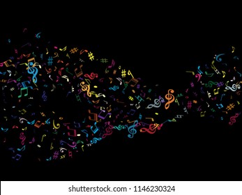 Colored Flying Musical Notes Isolated On Stock Vector (Royalty Free ...