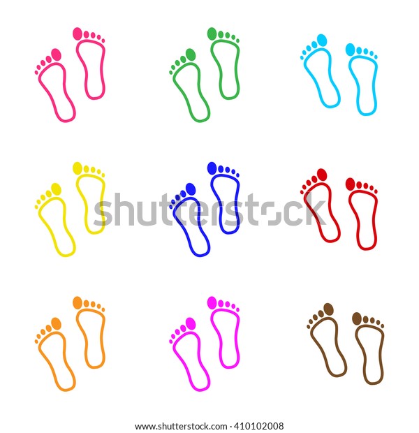 Colored Footprints On White Background Colored Stock Vector (Royalty ...