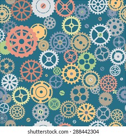 Colored Gears On Blue Background Seamless Stock Vector (Royalty Free ...