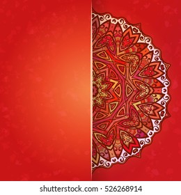 Colored Half Mandala On Red Background Stock Vector (Royalty Free ...