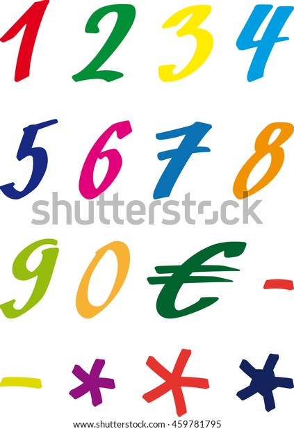 Colored Hand Drawing Numbers Alphabet Stock Vector (Royalty Free ...