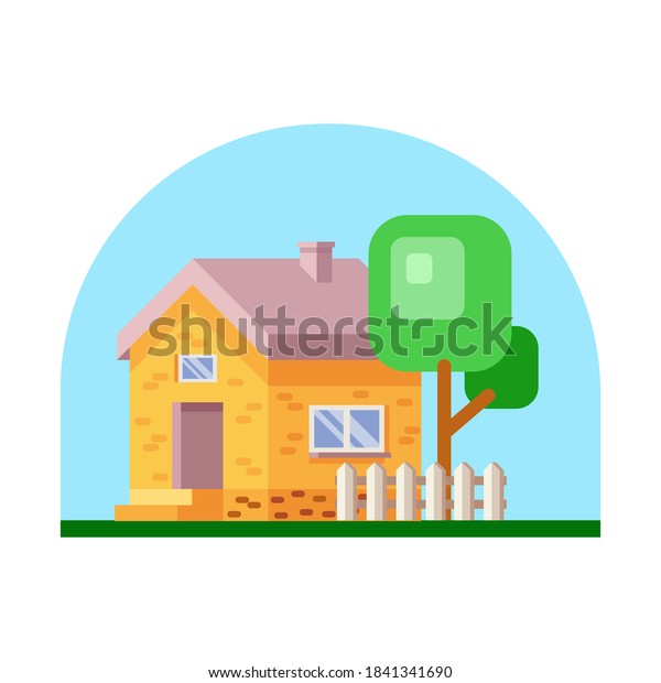 Colored House Exterior Vector Illustration House: เวกเตอร์สต็อก (ปลอด ...