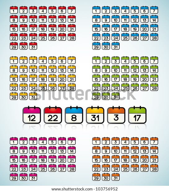 Colored Icons Days Month Stock Vector (Royalty Free) 103756952 ...
