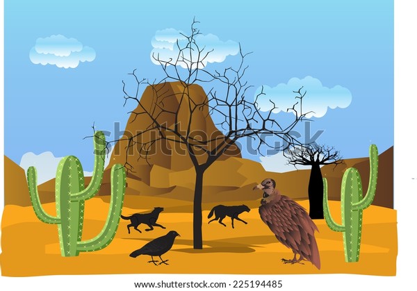Colored Illustration Desert Life Stock Vector (Royalty Free) 225194485 ...
