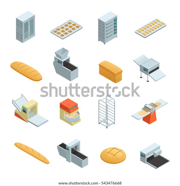 Colored Isolated Bakery Factory Isometric Icon Stock Vector (Royalty ...
