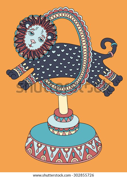 Colored Line Art Drawing Circus Theme Stock Vector (Royalty Free ...