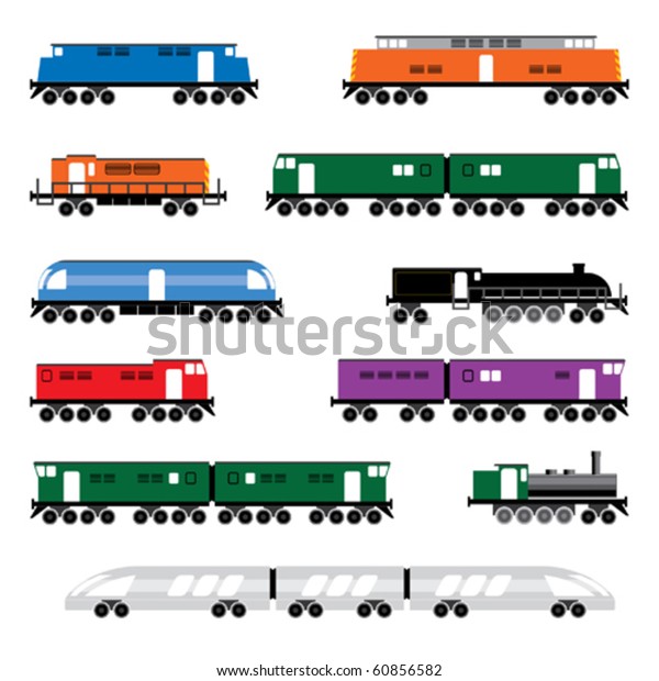 Colored Locomotive Symbol Set Vector Illustration Stock Vector (Royalty ...