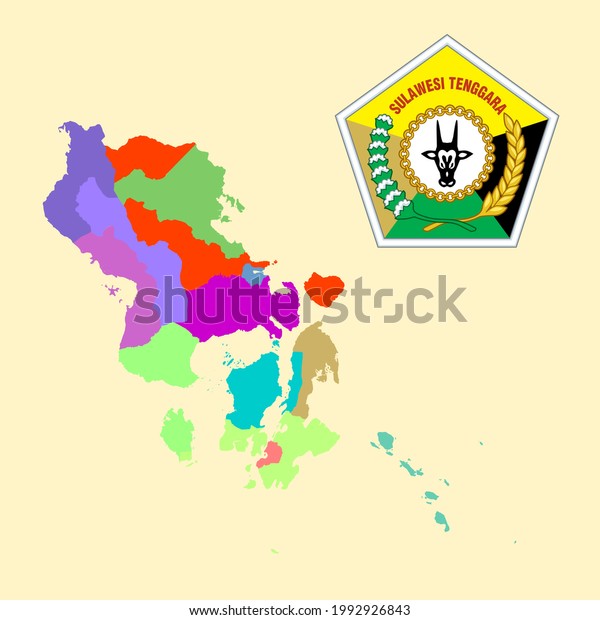 Colored Map Logo Sulawesi Tenggara Southeast Stock Vector (Royalty Free ...