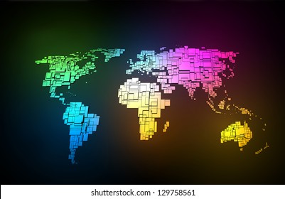 6,134 Neon World Map Stock Vectors, Images & Vector Art | Shutterstock