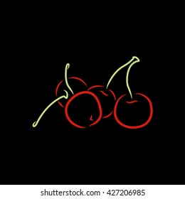 Colored Outline Cherry Vector Illustration Stock Vector (Royalty Free ...