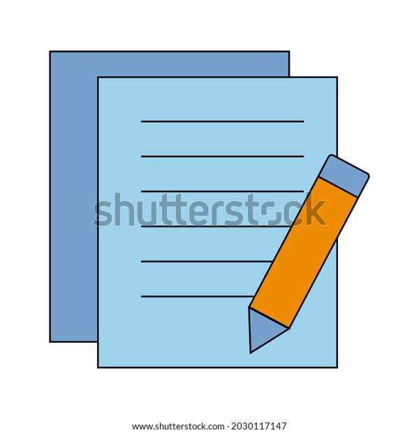Colored Paper Icon Pencil On White Stock Vector (Royalty Free ...